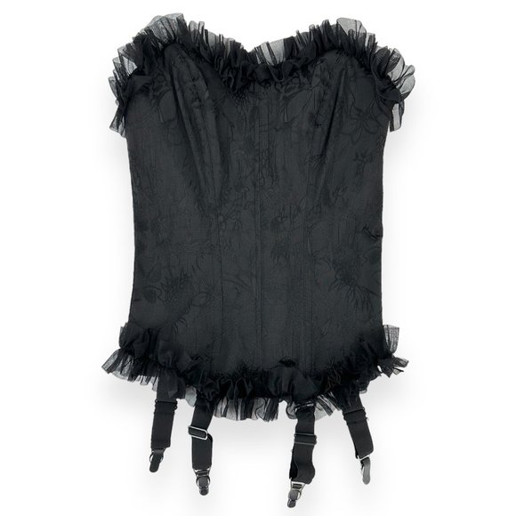 Tesa | Intimates & Sleepwear | Tesa Black Floral Embroidered Corset Top ...
